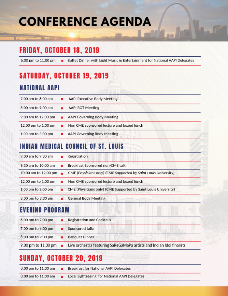 Conference Agenda – Indian Medical Council of St. Louis